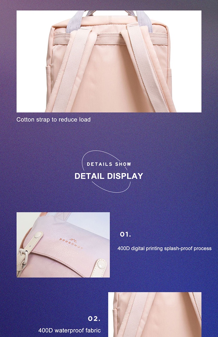 MYD Korean doughnut macaroon backpack 14-inch laptop backpack school ...