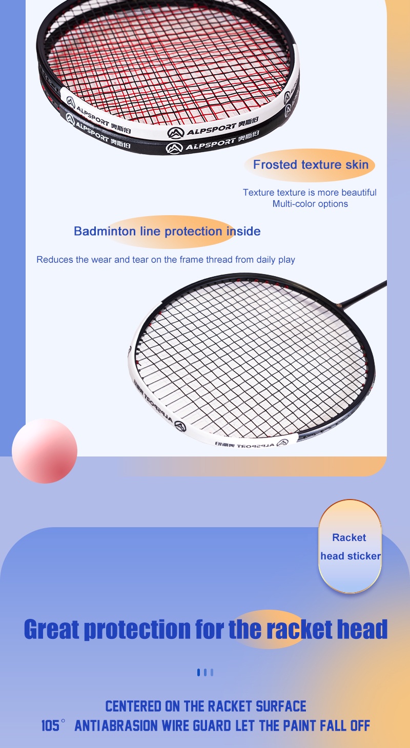 Alpsport Pkt Racket Head Sticker For Badminton Net Feather Frame Border ...