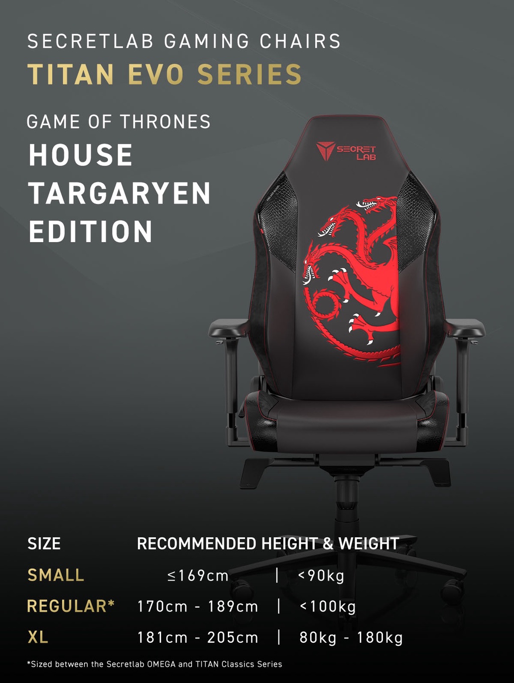 Secretlab TITAN Evo Gaming Chair—Game of Thrones House Targaryen ...
