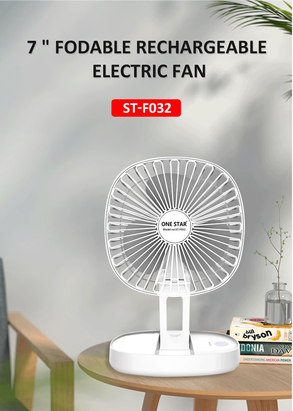 NSS 7inch Rechargeable Electric Fan Small Fan Stand Fan Electric ...