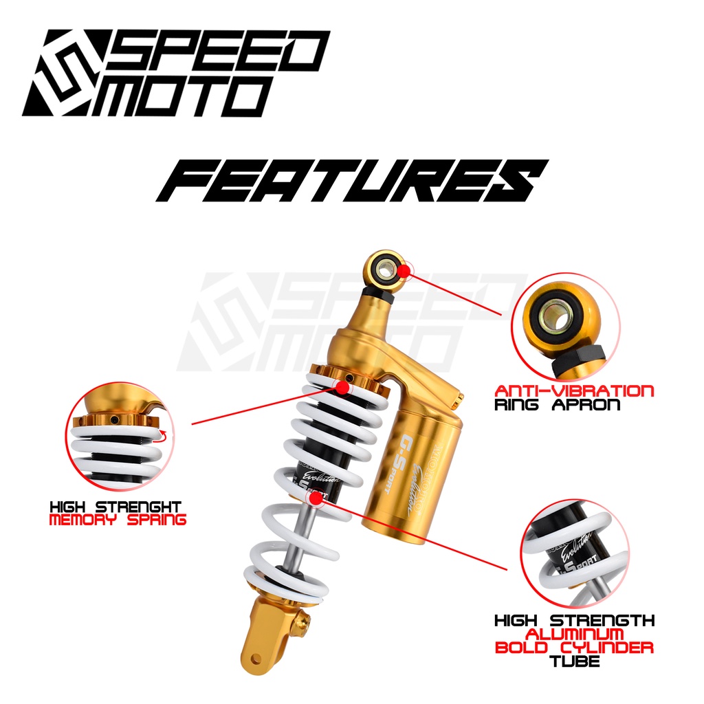 MOKOTO MIO REAR SHOCK GAS ABSORBER W/ BASO 300mm HIGH QUALITY CONTROL ...
