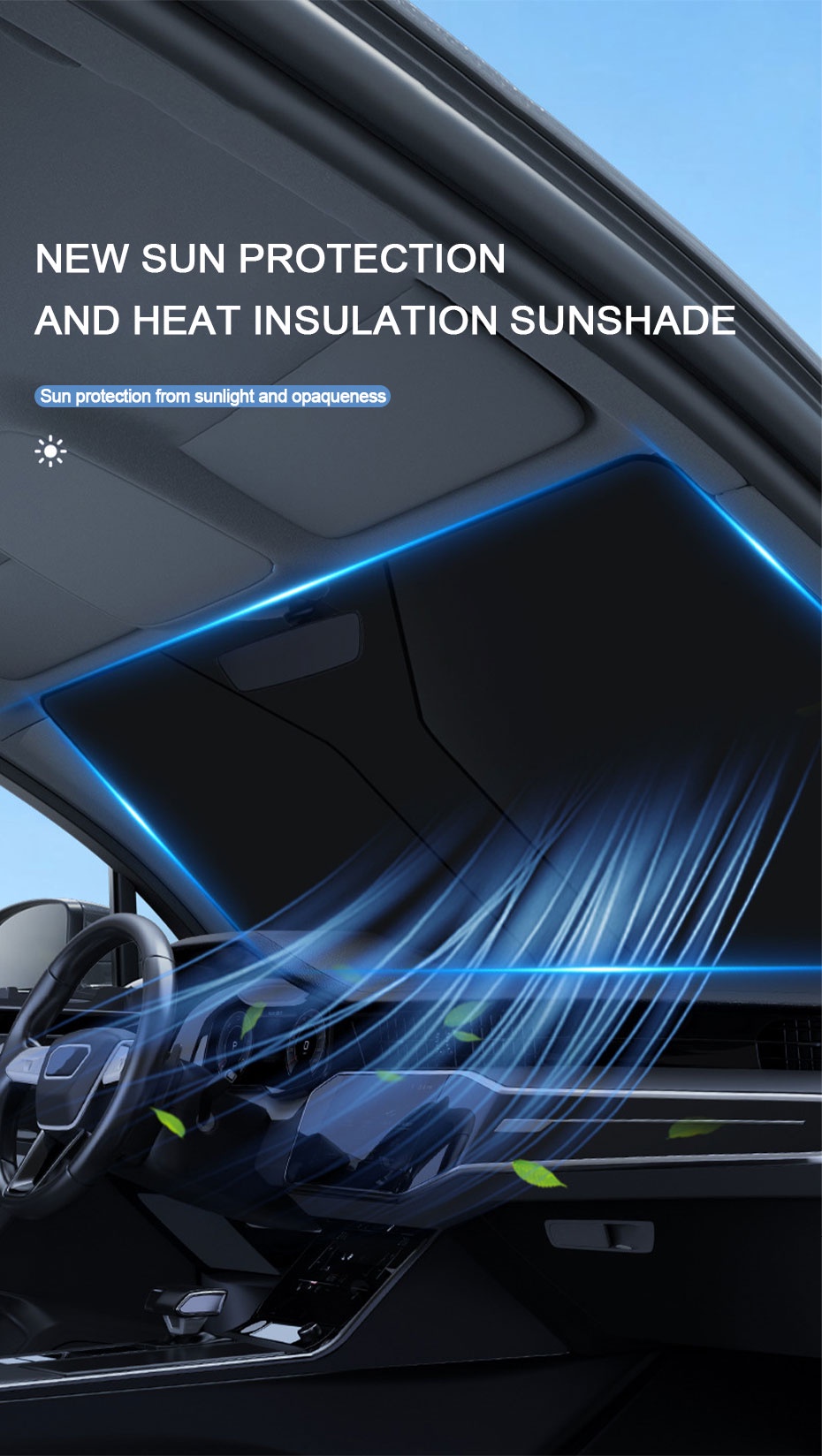 SEAMETAL Car Sun Shade Cover Folable Windshield Cover Summer Window Sun ...