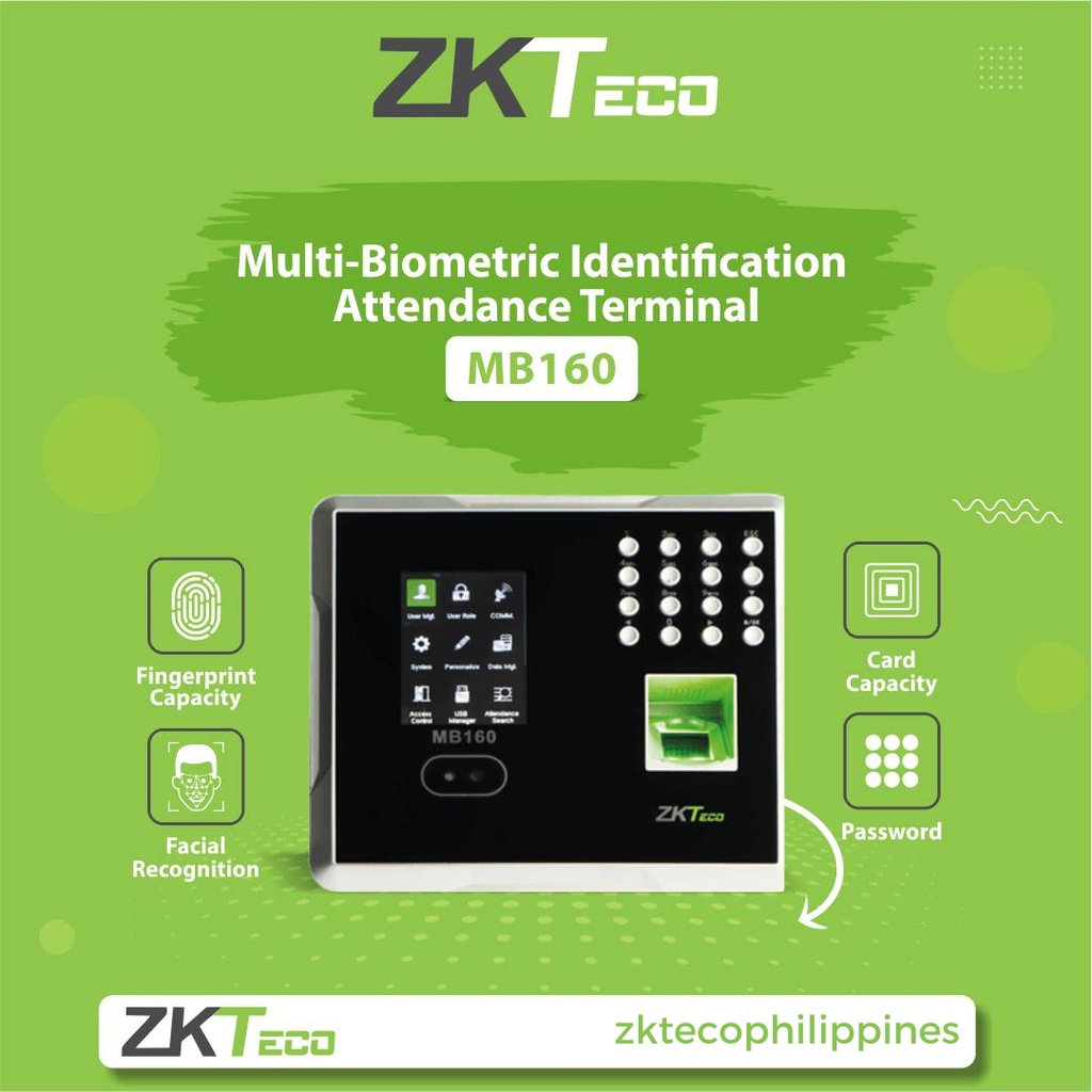 ZKTeco MB160/ID/ADMS Multi-Bio Time Attendance Terminal With Access Control Functions | Shopee ...