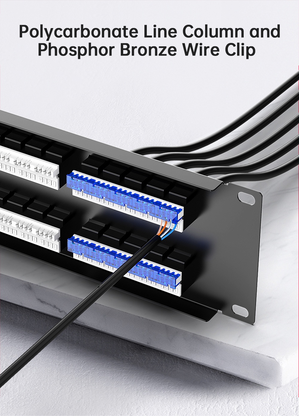 AMPCOM Telephone Voice 25/50 Ports Patch Panel, Cabinet Rack Mount - 1U ...