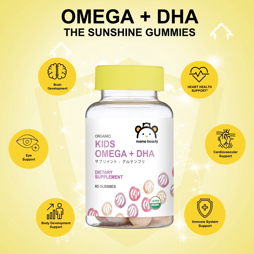 MAMA BEAUTY Kids Gummies OMEGA + DHA, Bone Health, Multivitamin ...