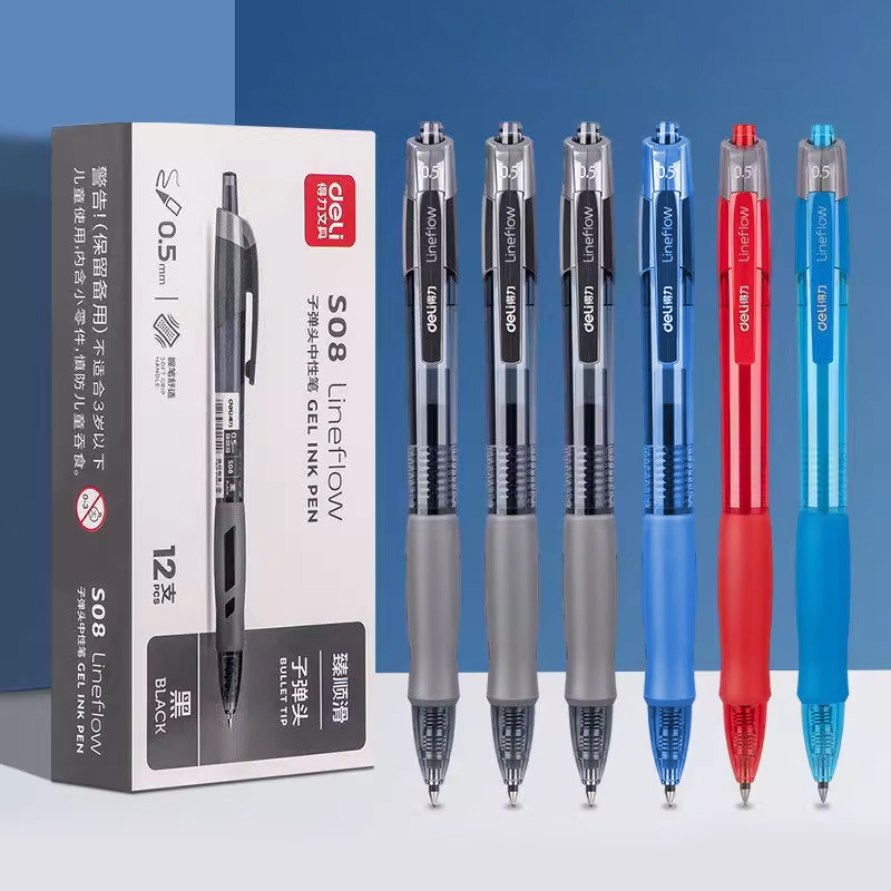 Deli Gel Pen 0.5mm Press Sign Pen Writing Stationery Office & School ...