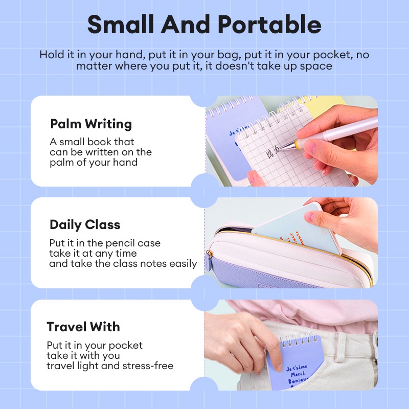 Deli A7 Spiral Notebook 100 Sheets Cute Mini Notepad School Supplies ...