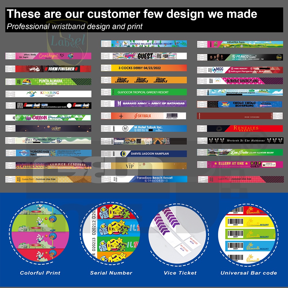 100pcs events wristband sticker waterproof hand wrist tag disposable ...