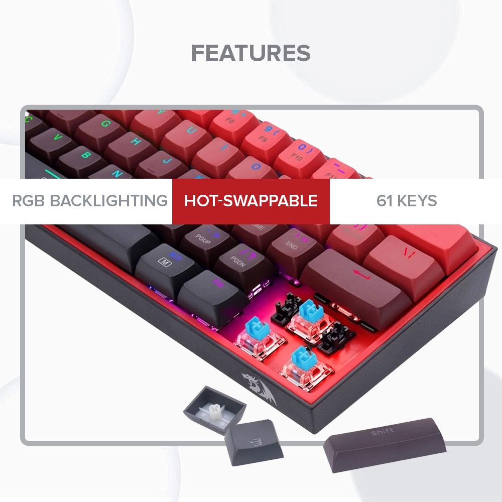 EasyPC | Redragon K617 FIZZ 60% Wired RGB Gaming Keyboard Red or Blue Switch | Shopee Philippines