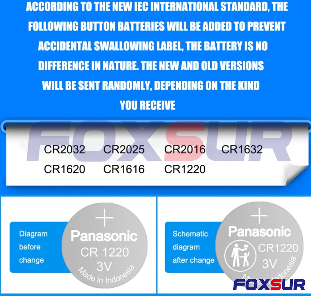 Panasonic CR1220 (1pc) 3v Lithium Button Cell Battery in Blister Pack CR 1220 Batteries 6220 ...