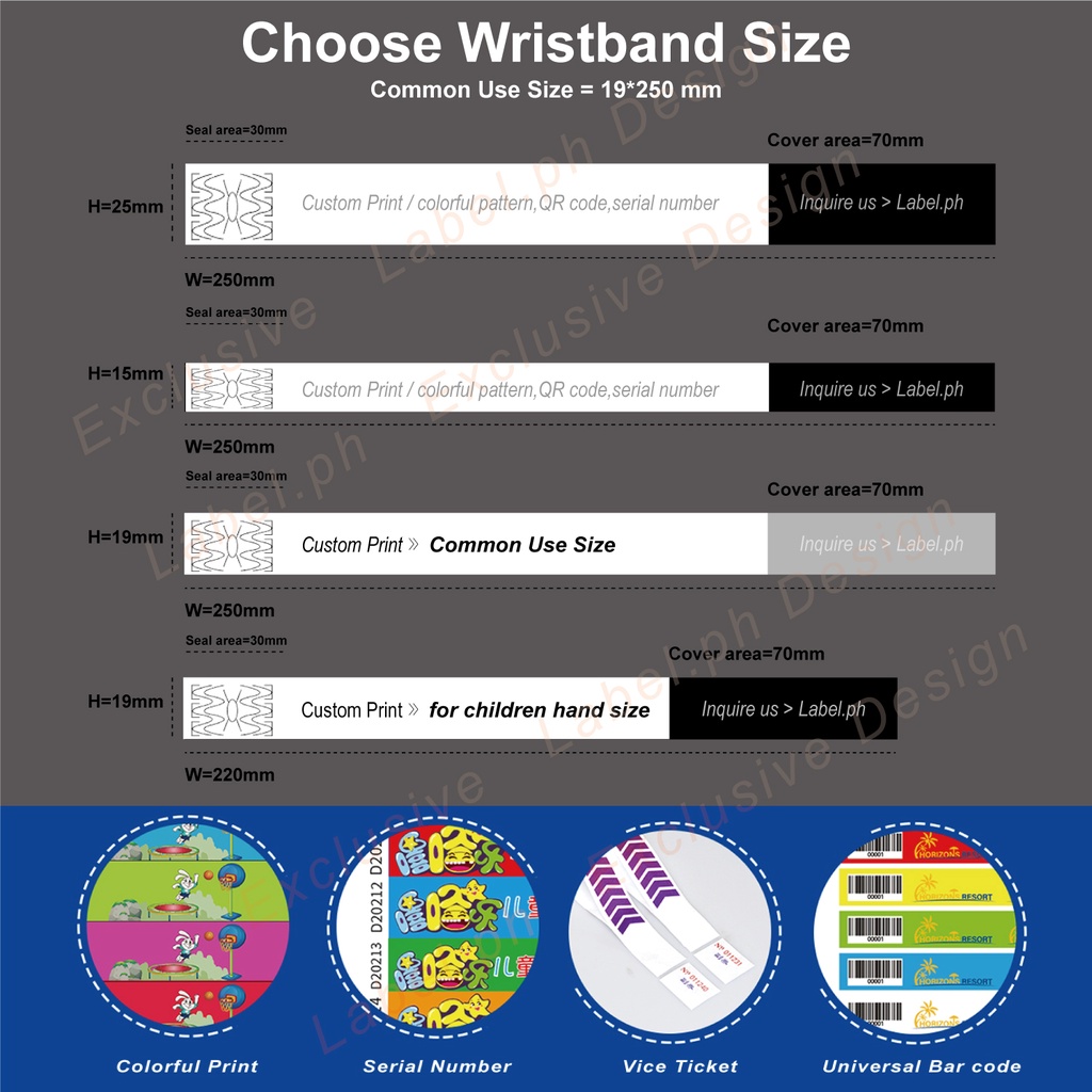 100pcs events waterproof wristband sticker disposable wrist tyvek band ...