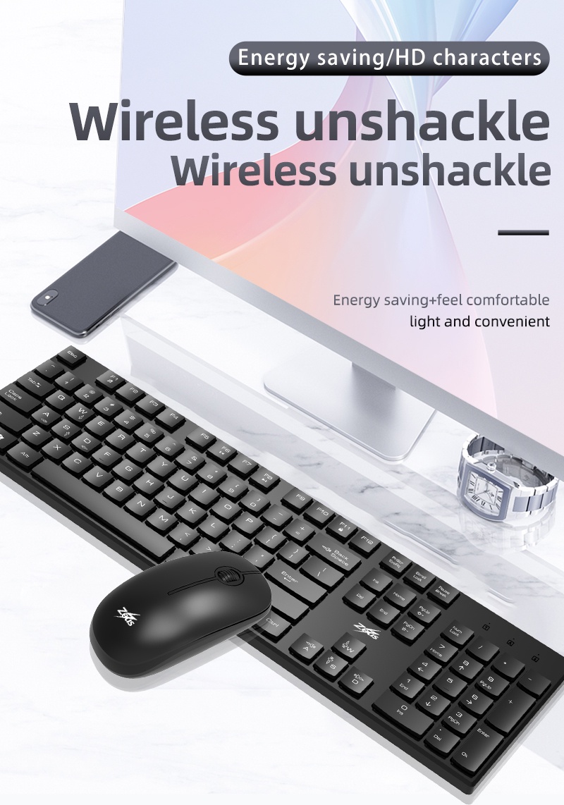 Zeus GK600 Slim 2.4GHz Wireless Keyboard And Mouse Set With USB ...