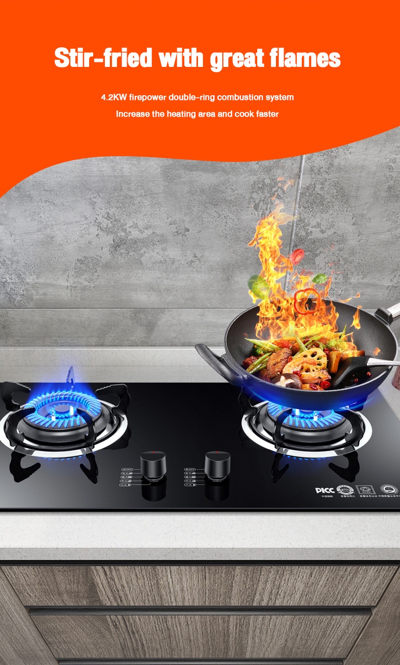 IKER double-head gas stove embedded desktop dual-purpose stove (gas ...