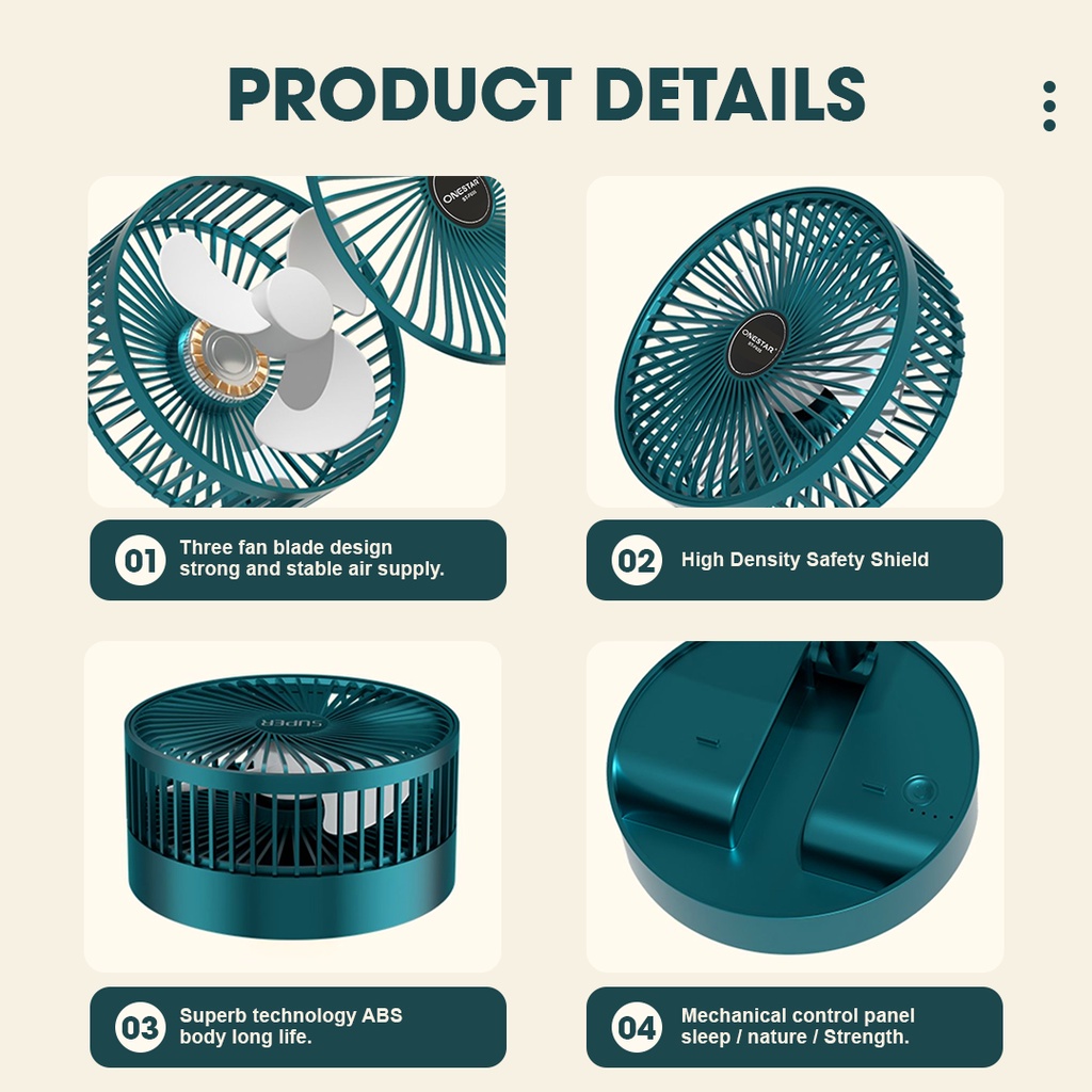 Rechargeable Electric Fan Desk Fan Small Folding Fan with USB Charging ...