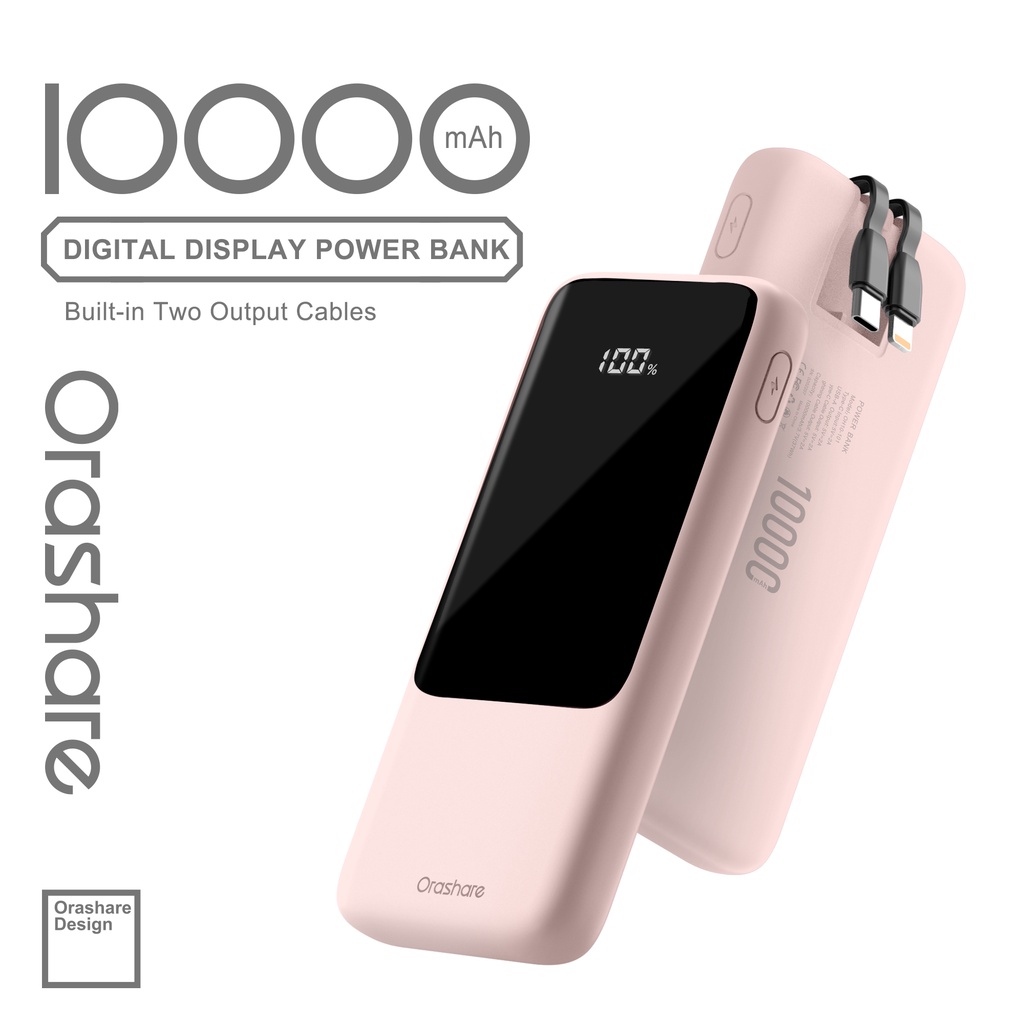 Orashare OH10 Power Bank With Built in Dual Cable Slim and Portable ...