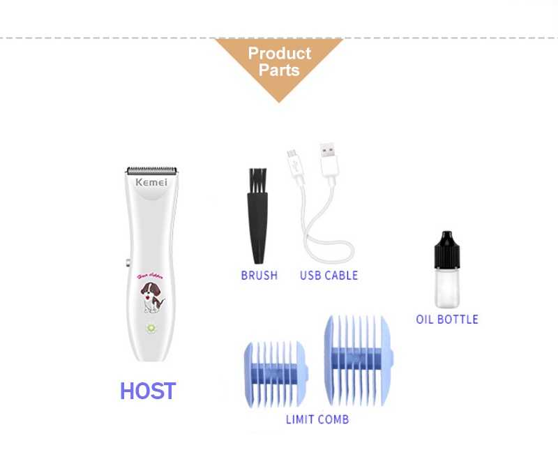 Kemei Electric Low-noise Pet Hair Razor Cat Dog Electric Clipper ...