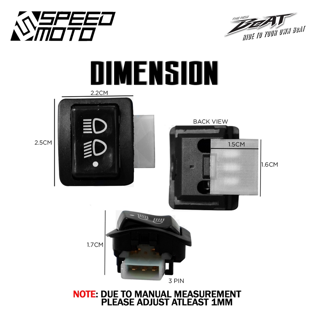 SPEEDMOTO HONDA TRI-SWITCH TRI WAY SWITCH AND HI/LOW LIGHT SWITCH SMALL ...
