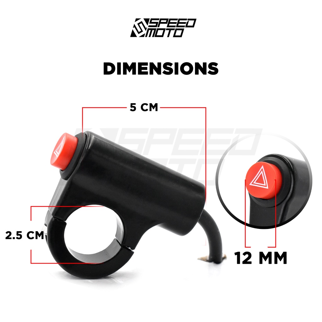 MOTORCYCLE HANDLEBAR ALLOY HAZARD SWITCH ON/OFF SIGNAL FLASHER ...