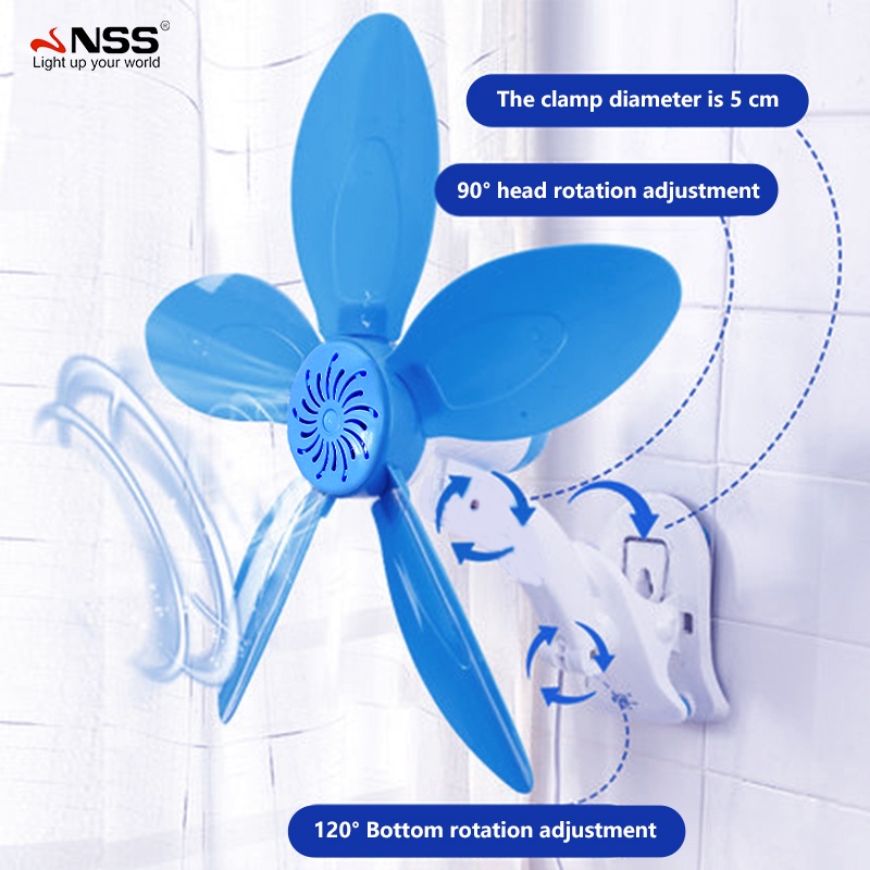 NSS Portable Clip fan 5 Blades blends Durable Clip fan for home office ...