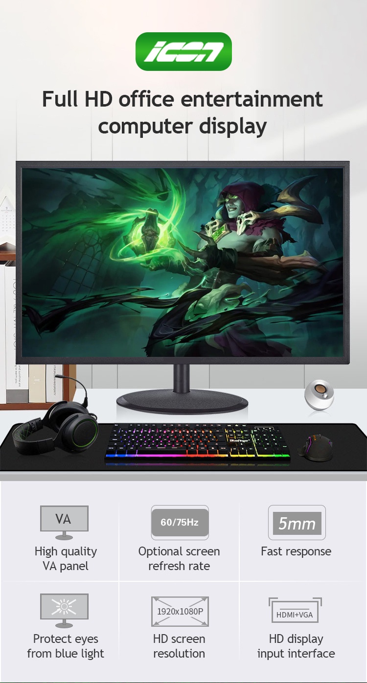 ICON Monitor 17/19/22/24/27 Inch LED Rimless HDMI VGA Brand New ...
