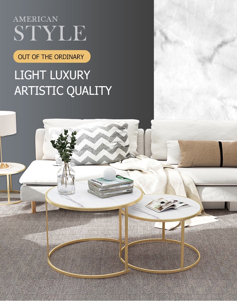 Creative small simple modern living room Nordic style steel wood coffee ...