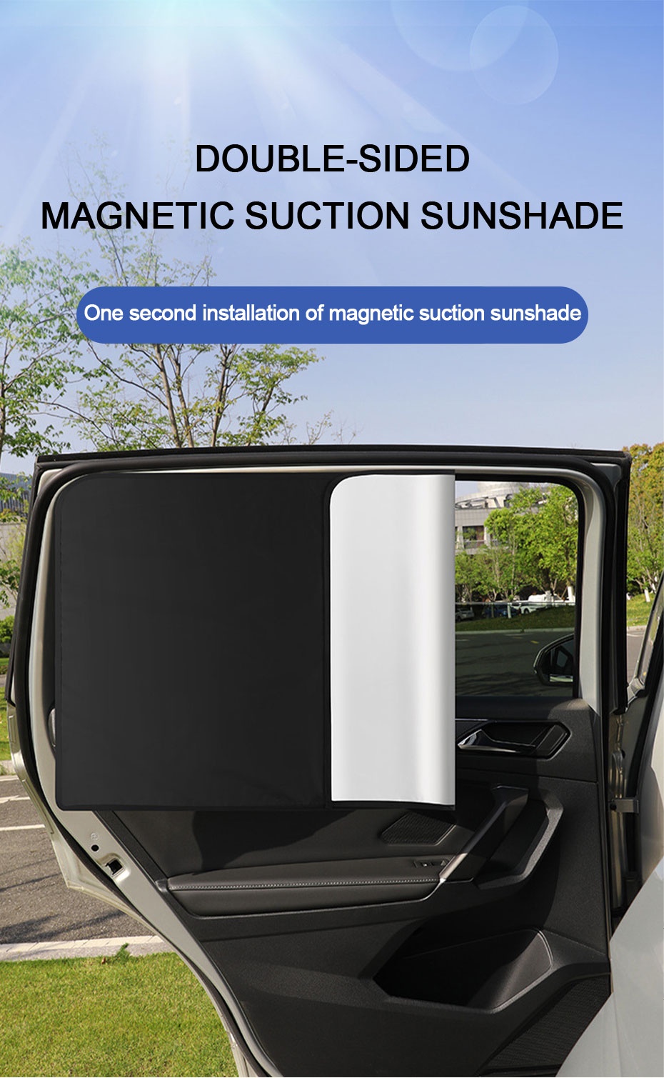 SEAMETAL Car Magnetic Suction Sunshade Curtain Sunscreen Insulation ...
