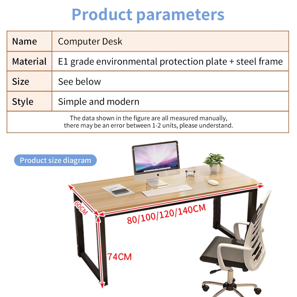 AIODIY Table Desk Computer Table Office Table Study Desk Gaming Table 140CM 120CM 100CM 80CM ...