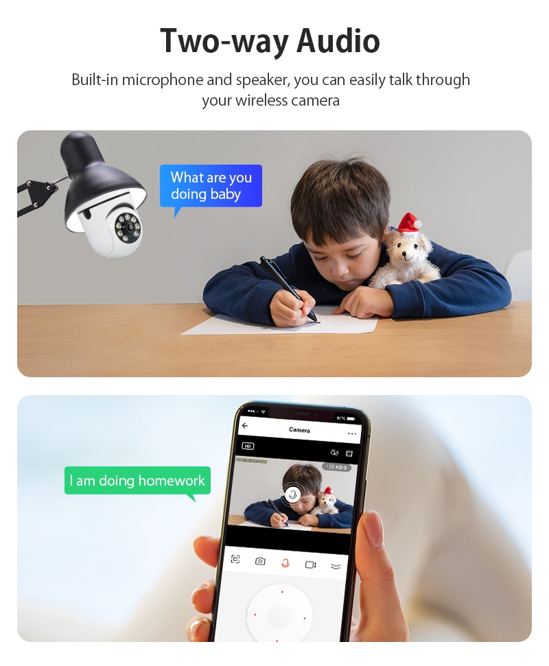 ANSEN CCTV Bulb Camera WiFi Connect to Cellphon with Voice Wireless ...