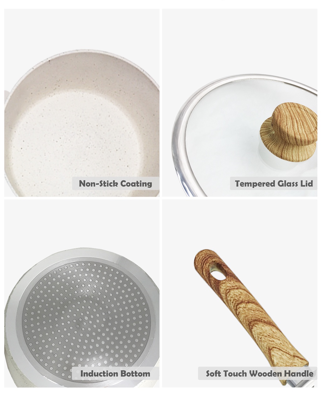 Dynamex Granite 3pcs Induction Cookware Superior 3-Layer non-stick ...