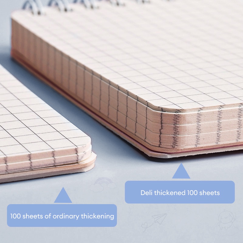 Deli A7 Spiral Notebook 100 Sheets Cute Mini Notepad School Supplies ...