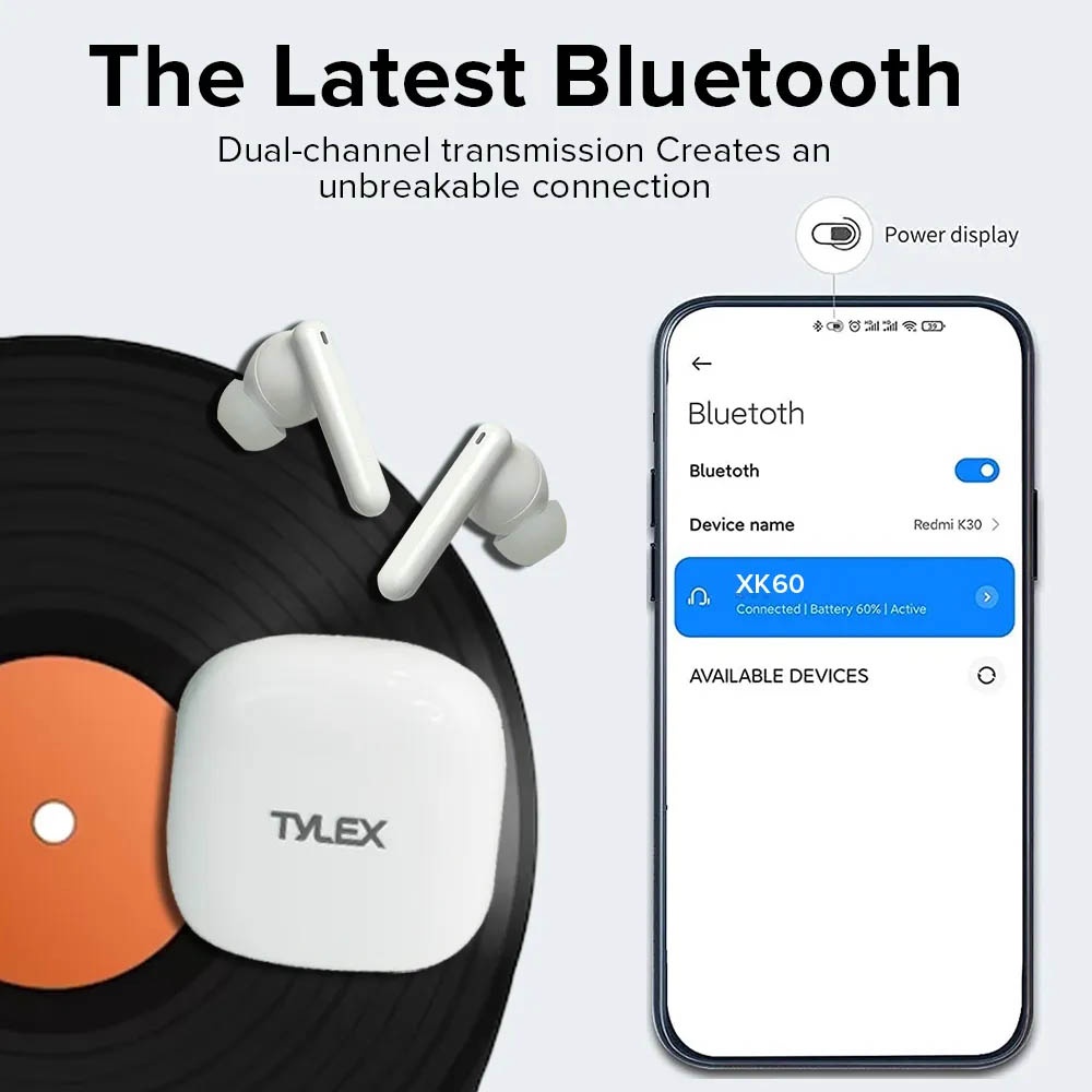 TYLEX XK60 True Wireless Headset Earbuds with BT 5.1 version Voice Wake ...