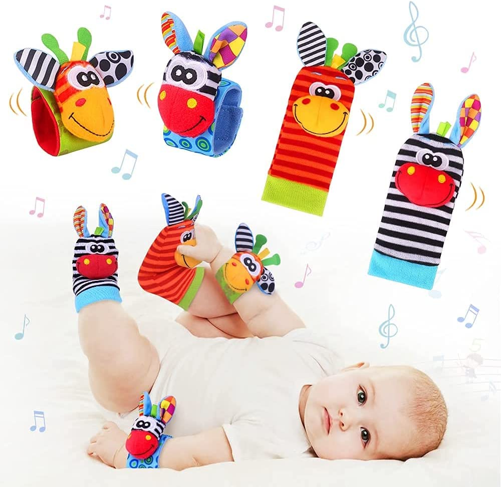 iBliver Foot Finder Socks & Wrist Rattles - Newborn Sensory Toys for ...