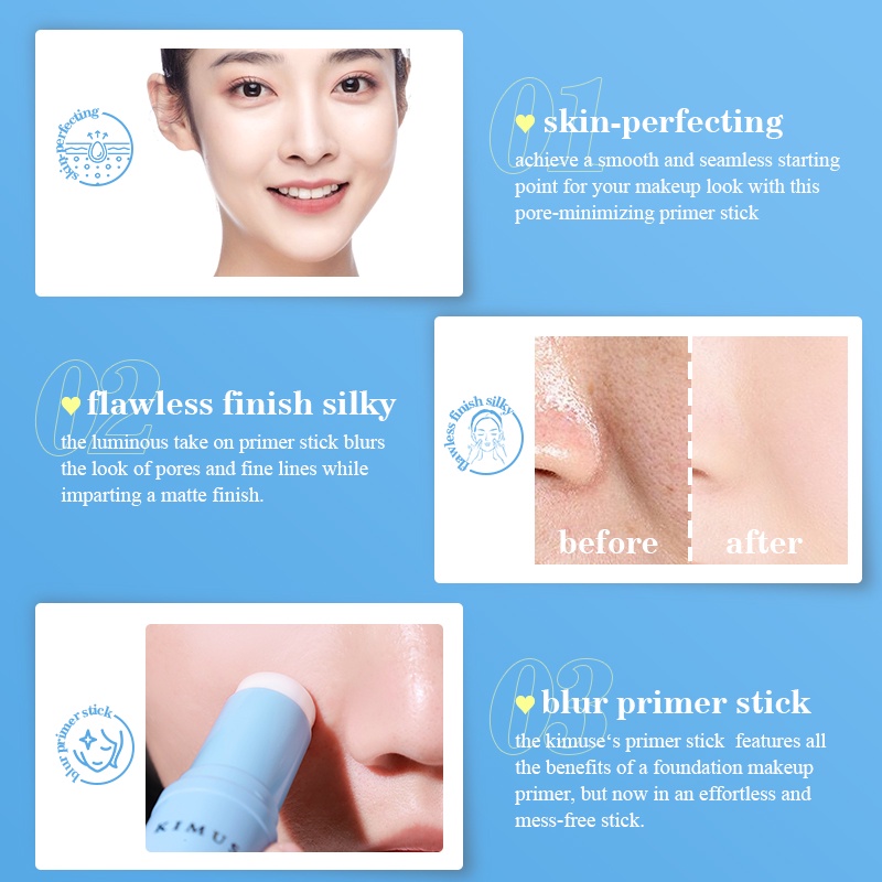 KIMUSE Poreless Face Blur Primer Stick Minimizes Pores & Flawless ...