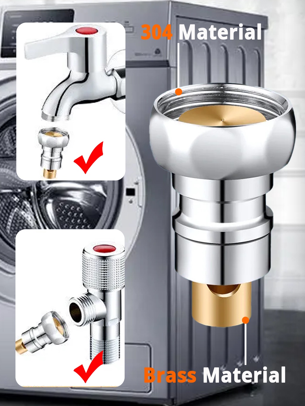 KOYOT Washing Machine Faucet Adapter Nozzle Full-automatic Anti Falling ...