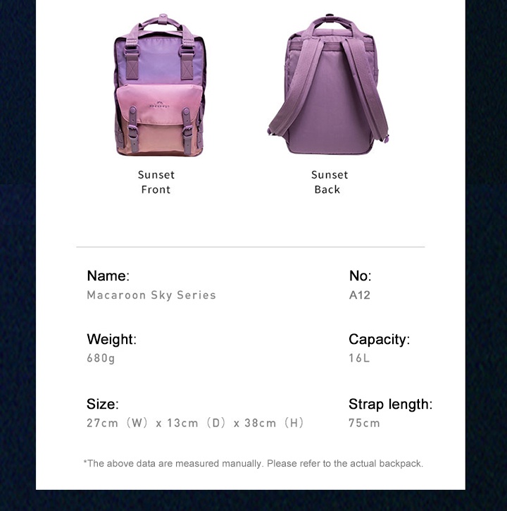 MYD Korean doughnut macaroon backpack 14-inch laptop backpack school ...