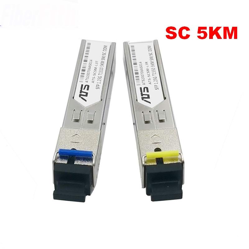 1 Pair Single Mode SC Connector Optical Fiber Transceiver BIDI1.25g SFP ...