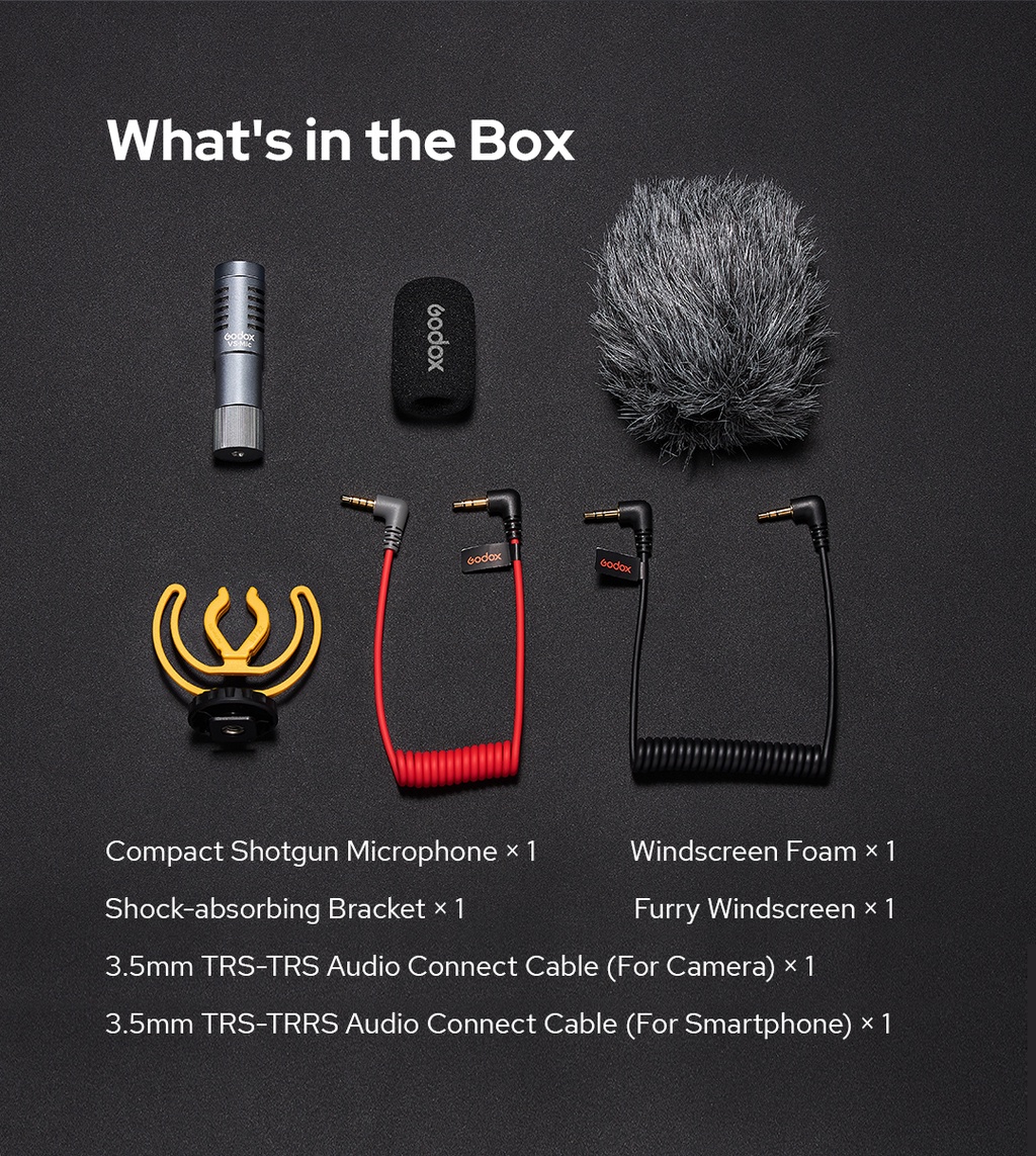 Godox VS-MIC Cardioid Condenser Mini Shotgun Mic Plug & Play for Camera ...