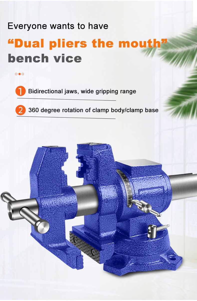 Bench Vise 4" 5" With Anvil Clamp Tool Gato 360° Rotating Cast Iron ...