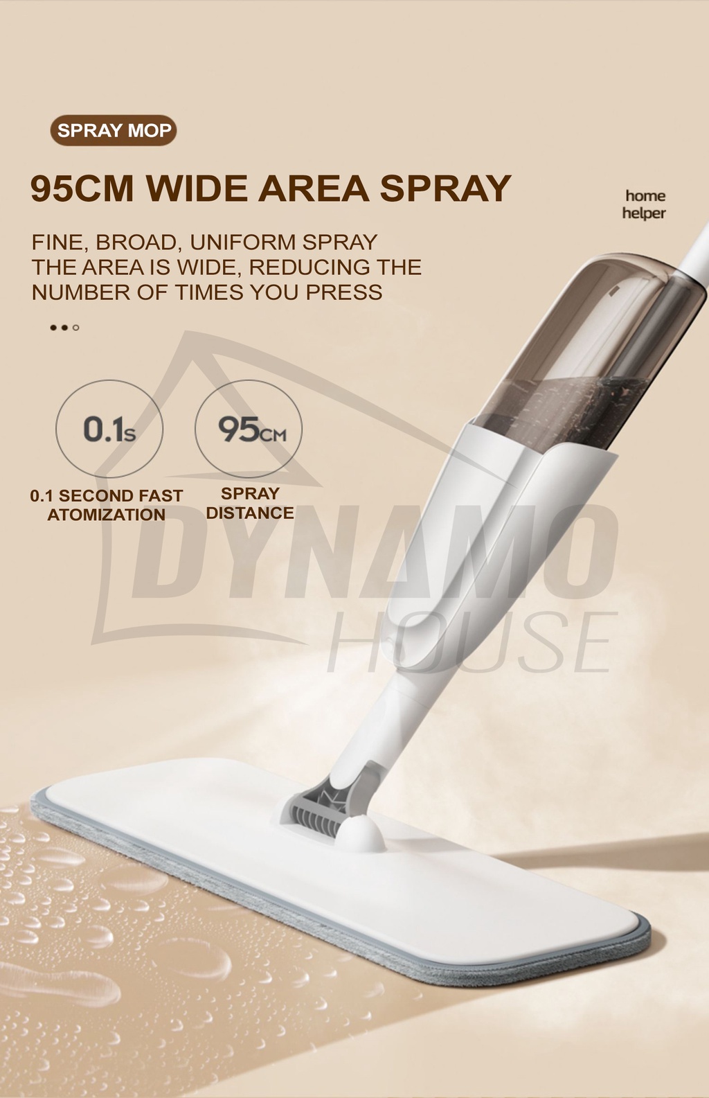 Spray Mop 360 Degrees With Spinner Head Flat Floor Cleaner Microfiber ...