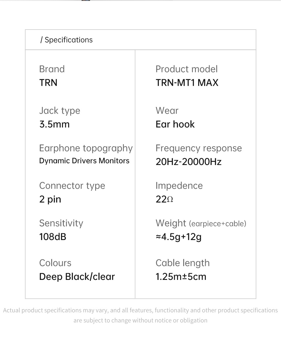 Trn Mt1 Max Gaming Earphones With Microphone Hi-Res Sound Iem In-Ear ...