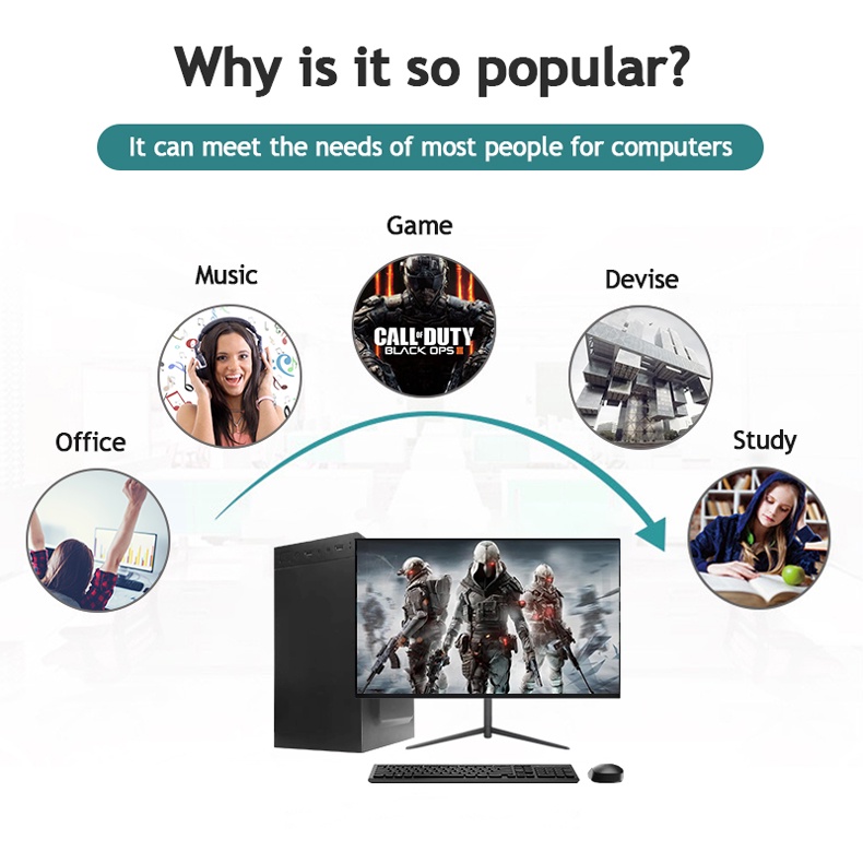 VOVOVA Desktop Computer set pc Inter i7 Full Set PC Set Gaming computer ...