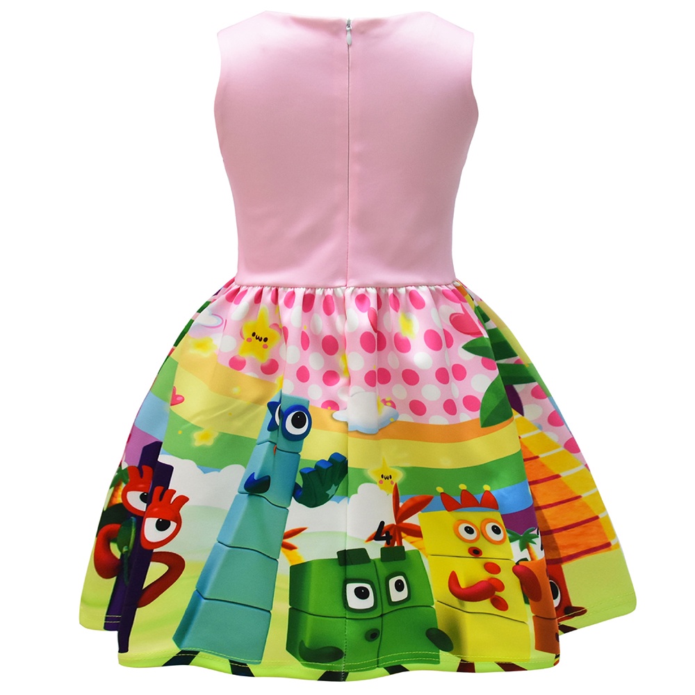 NumberBlocks Children's Dresses Cotton Summer Girls Pink Bowknot Party ...