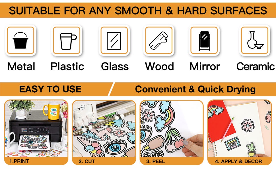 HTVRONT A4 Printable Vinyl For Inkjet Printer 8.5"X11" 10 Sheets Glossy ...