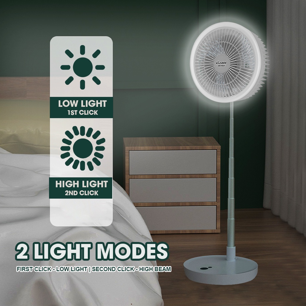 NSS 8" Solar Electric Fan Foldable Desk Fan Portable Solar Panel LED ...