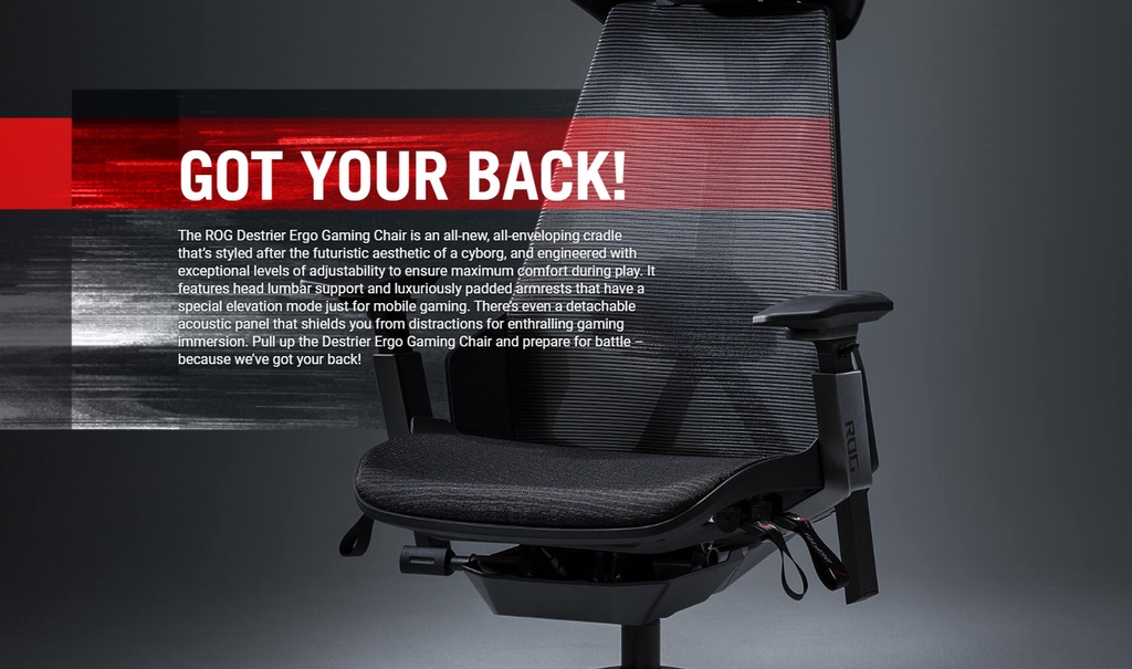ITW | Asus ROG Destrier ergo gaming chair, adjustable lumbar support ...