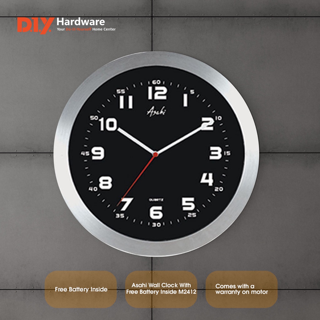 Asahi Wall Clock With Free Battery Inside M2412 | Shopee Philippines