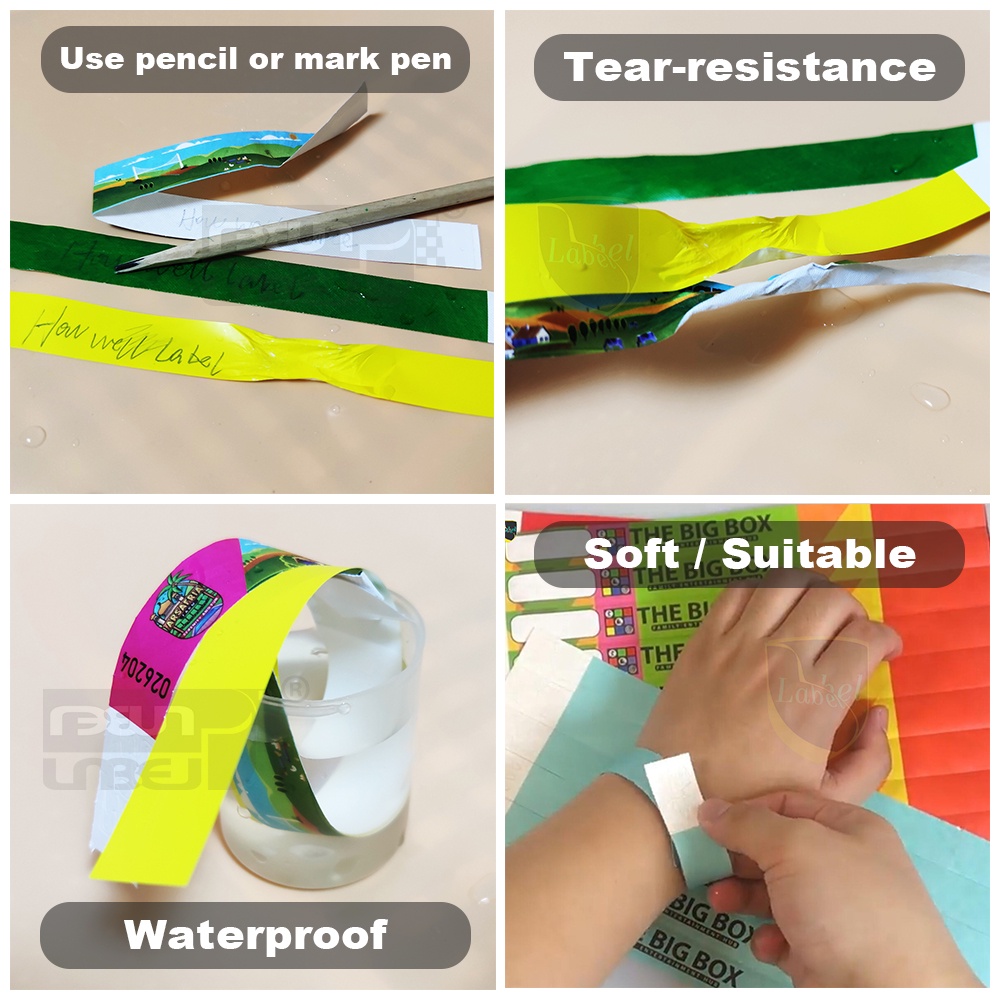 100pcs events wristband sticker waterproof hand wrist tag disposable ...
