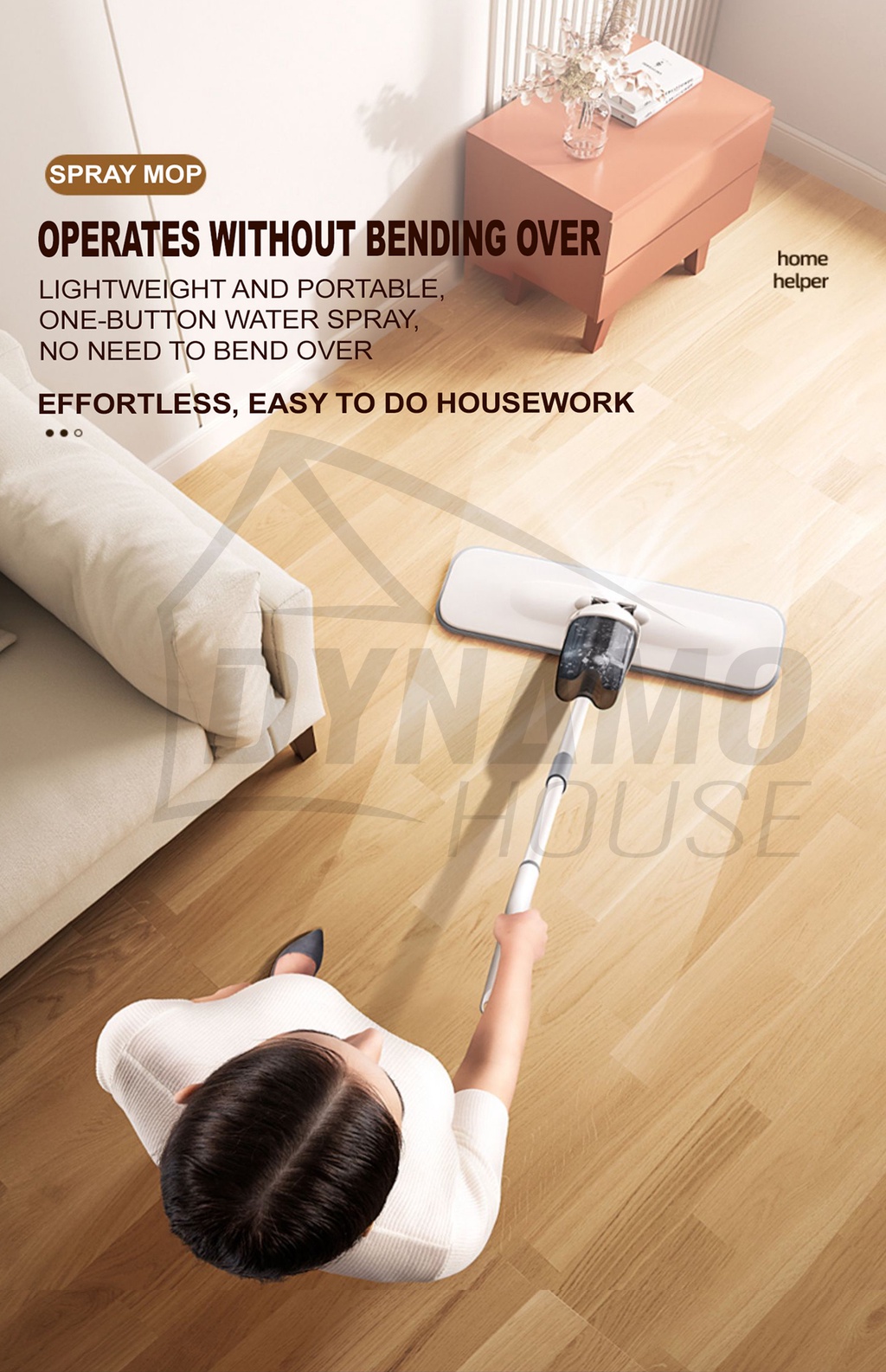Spray Mop 360 Degrees With Spinner Head Flat Floor Cleaner Microfiber ...