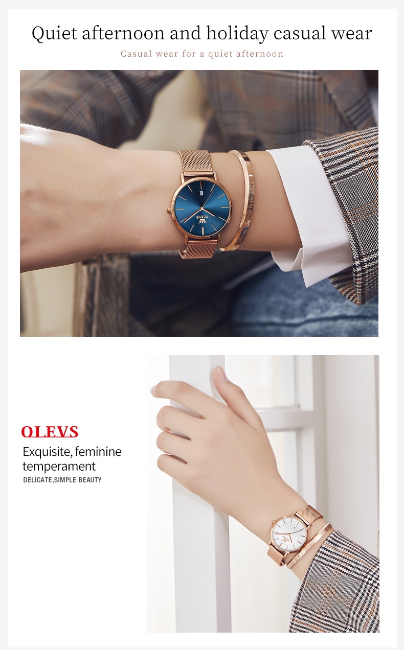 OLEVS Watch For Women Waterproof Original Rose Gold Women Watches Set ...