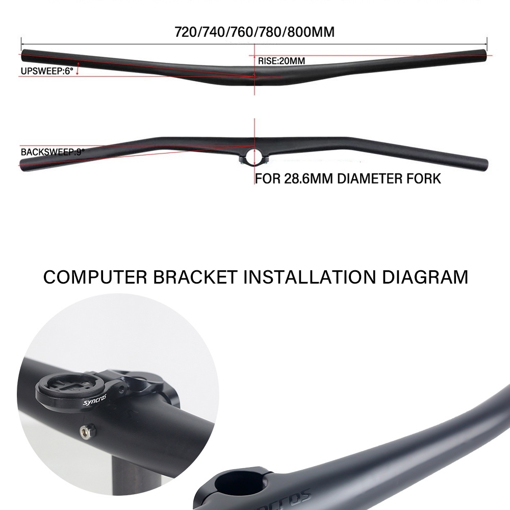 SYNCROS Carbon MTB Mountainbike Integrated Handlebar UD Matt 25x720 ...
